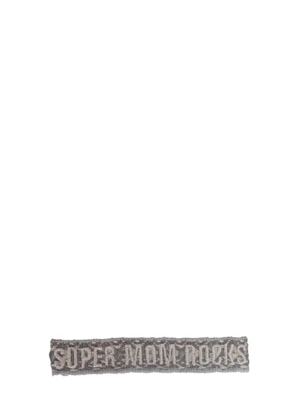 LABEL K Braided Fabric Bracelet With Super Mom Rock Embroidery - Grey