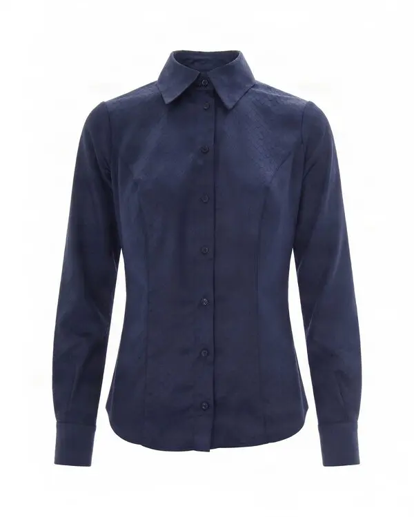 Elisabetta Franchi Textured Long-sleeve Shirt - Blu Notte