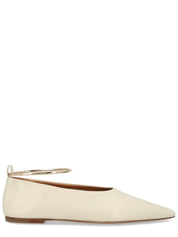 JIL SANDER Leather Pointed-toe Slingback Flats - Beige