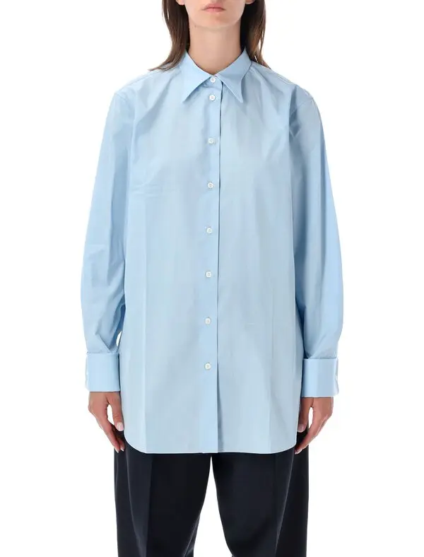 Prada Oversized Cotton Button-front Shirt - Cielo