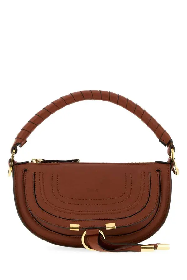 Chloé Mini Marcie Leather Shoulder Bag With Golden Hardware - Brown