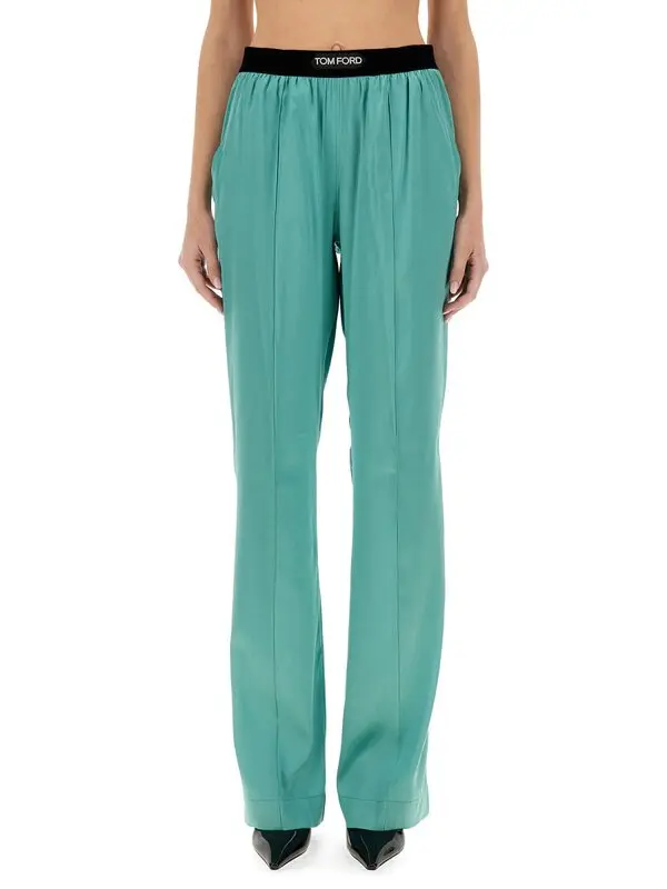 TOM FORD Stretch Silk Pajama Pants - Green