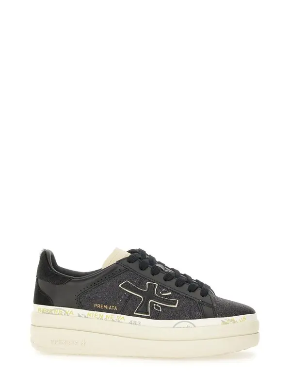 Premiata Claudia 7755 Leather-trimmed Sneakers - Black