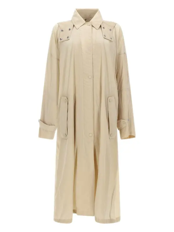 Sportmax Oversize Long Hooded Raincoat - Beige