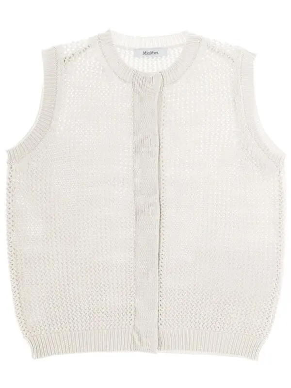 Max Mara Silk Blend Open-knit Sleeveless Vest - Ivory