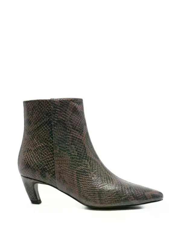 BIBI LOU Snakeskin-effect Leather Ankle Boots - Brown