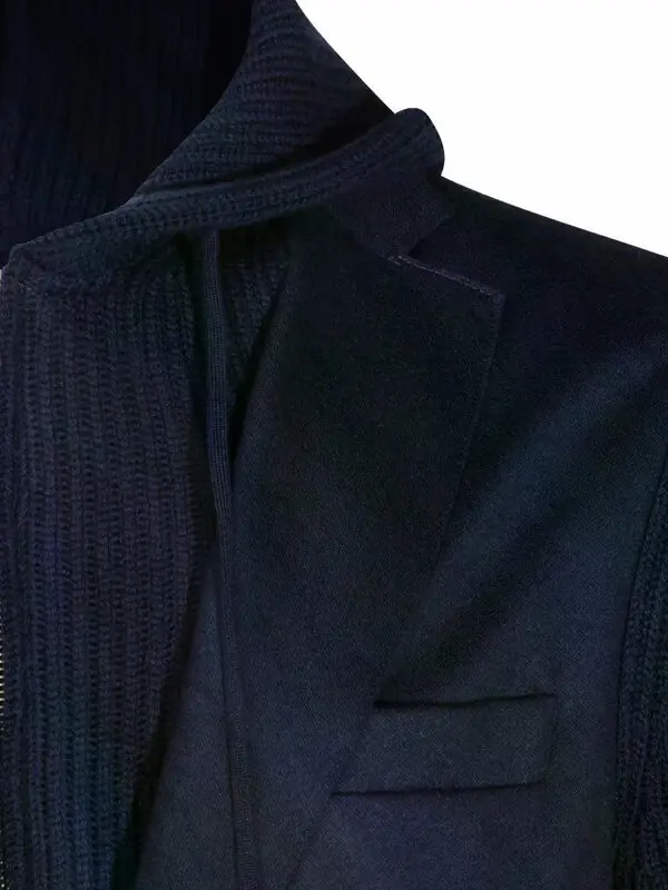 Eleventy Hooded Panelled Wool Jacket - Blue