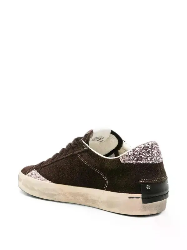 CRIME LONDON Distressed Glitter-panel Sneakers