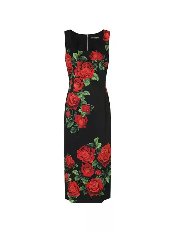 Dolce & Gabbana Floral Print Silk Midi Dress