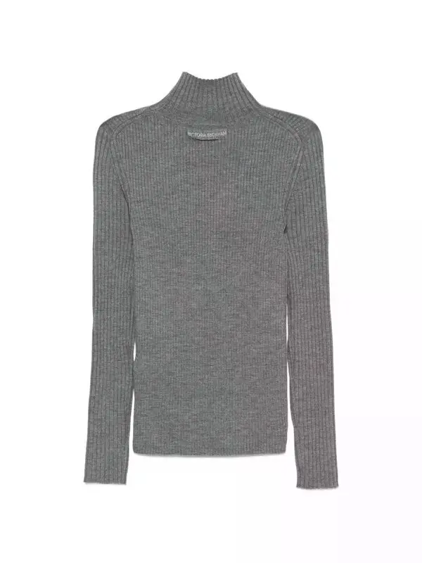 Victoria Beckham Ribbed-knit High-neck Sweater - Grey