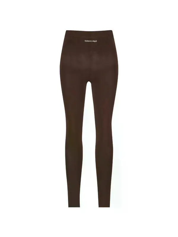 Balenciaga Logo-embroidered Ribbed-waistband Leggings - Brown