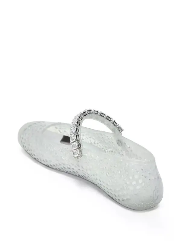 JIMMY CHOO Clear Jelly Ballerina Flats With Crystal Embellishment