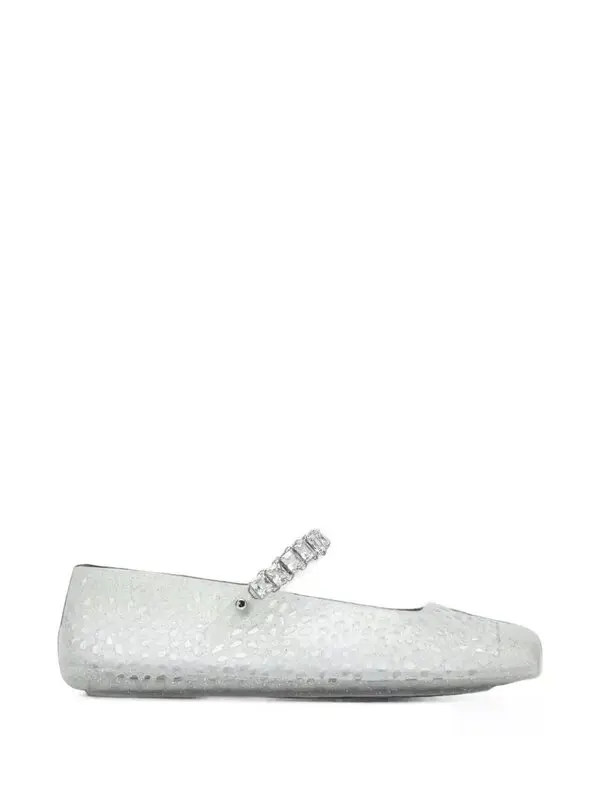JIMMY CHOO Clear Jelly Ballerina Flats With Crystal Embellishment - White