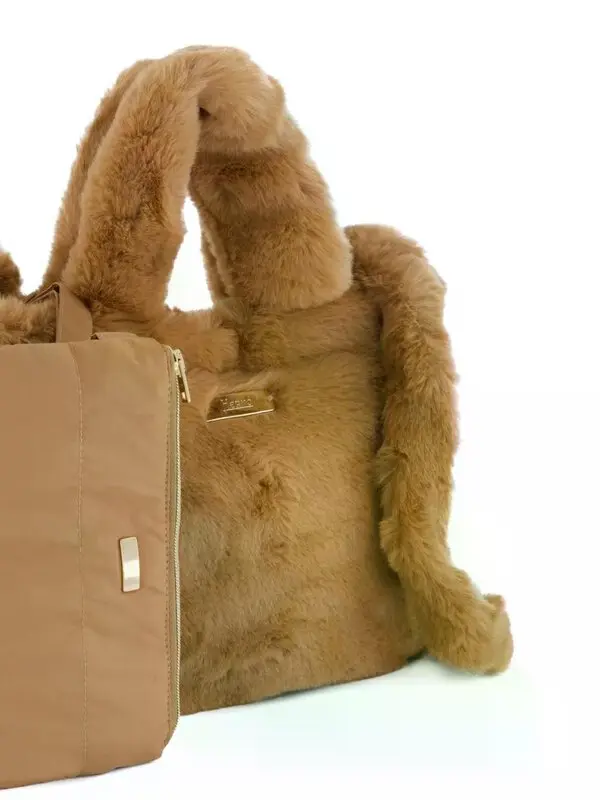Herno Faux-fur Tote Bag - Neutrals