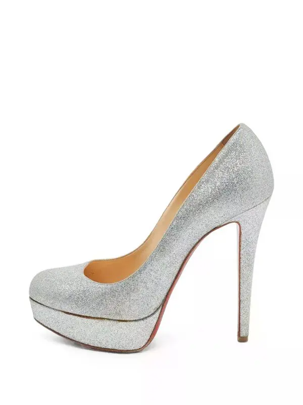 CHRISTIAN LOUBOUTIN Bianca Glitter Platform Pumps - Silver