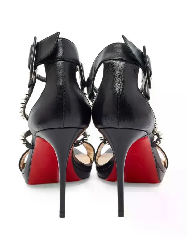 CHRISTIAN LOUBOUTIN Leather Studded Stiletto Platform Sandals - Black