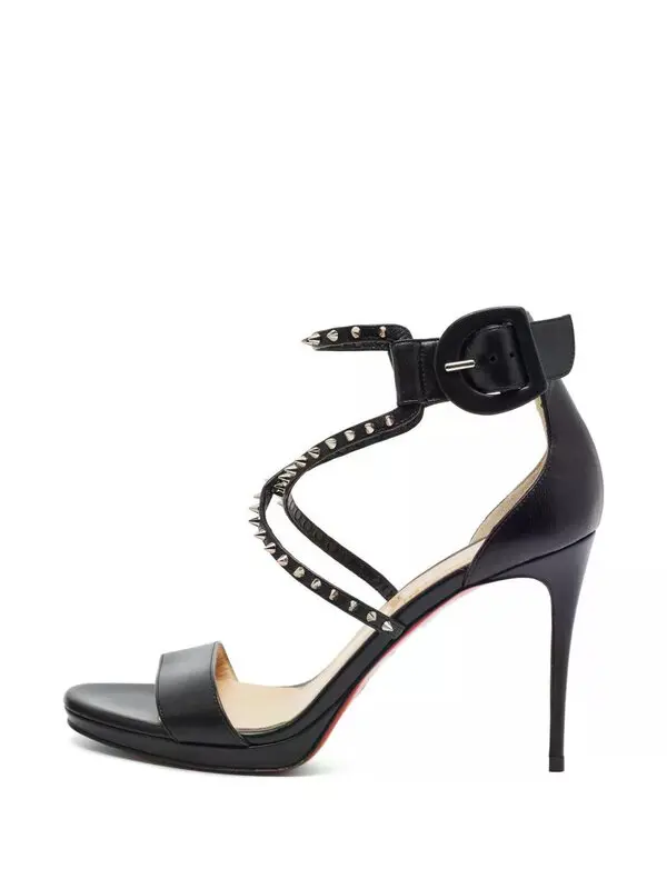 CHRISTIAN LOUBOUTIN Leather Studded Stiletto Platform Sandals - Black