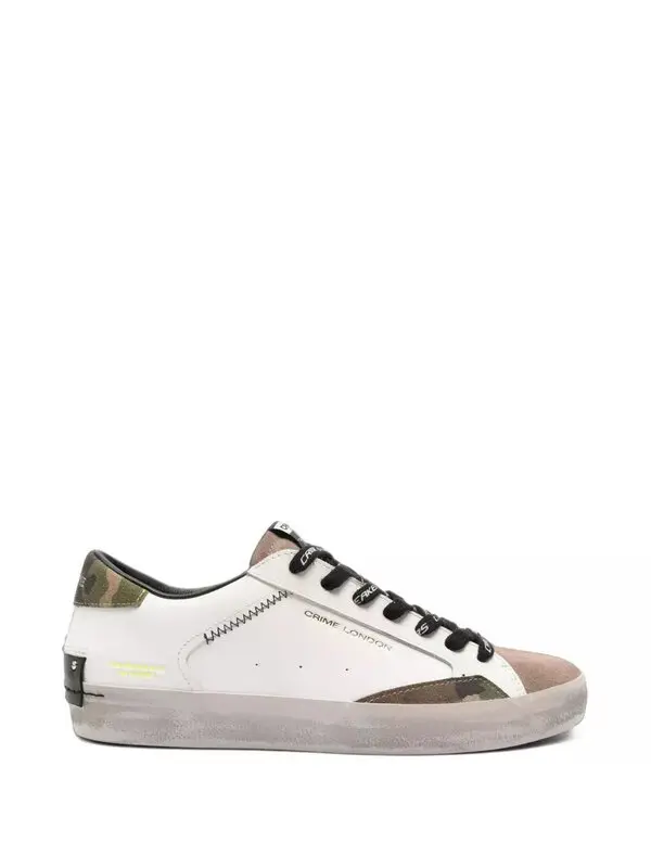 CRIME LONDON Camouflage Print Leather Sneakers - White