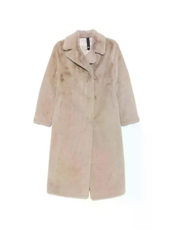 DUNO Belted Shearling-effect Coat - Neutrals
