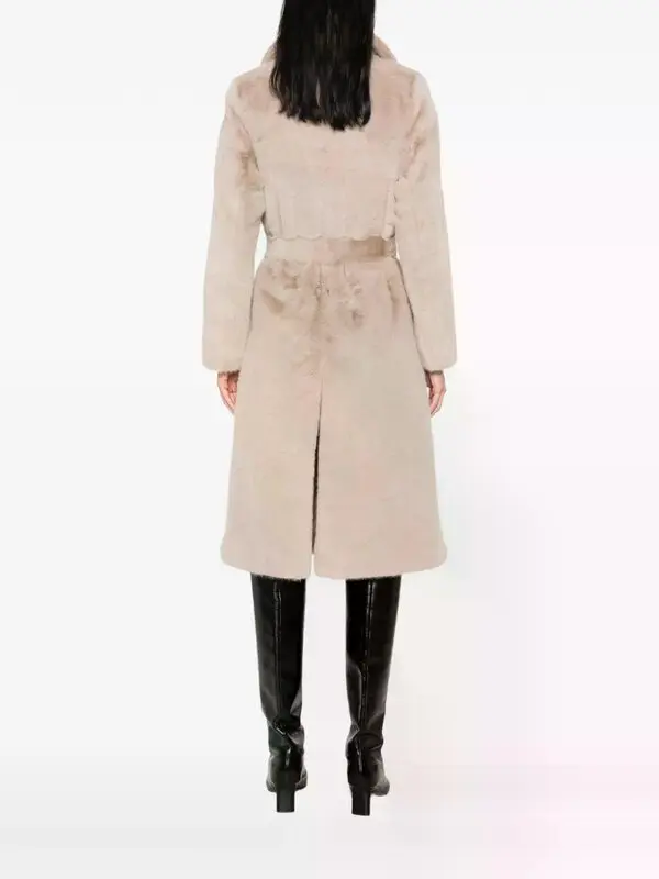 DUNO Belted Shearling-effect Coat