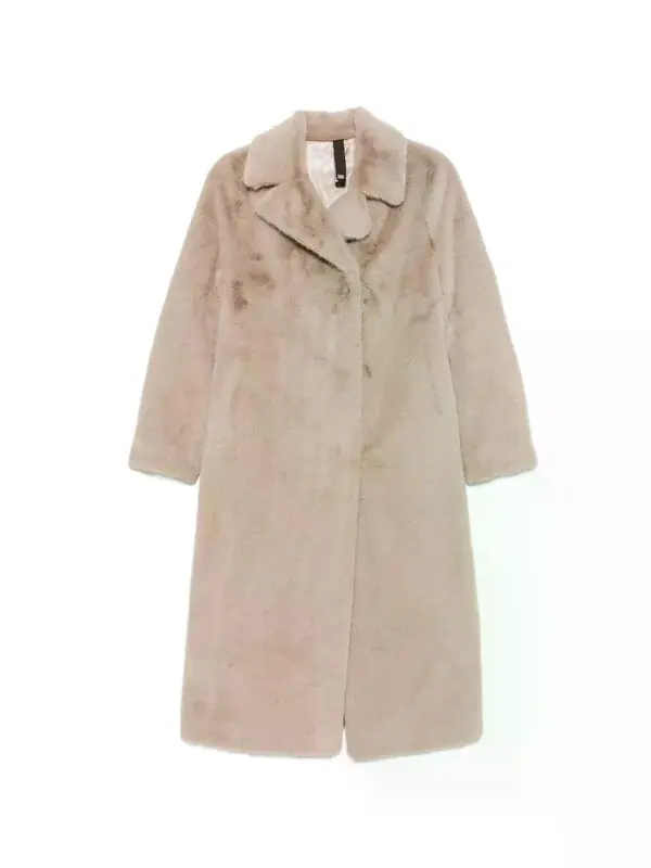 DUNO Belted Shearling-effect Coat - Neutrals
