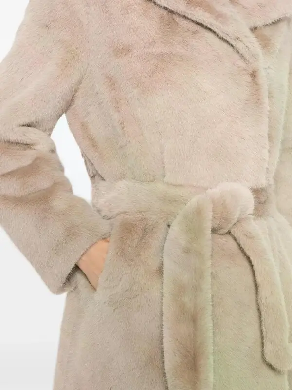 DUNO Belted Shearling-effect Coat