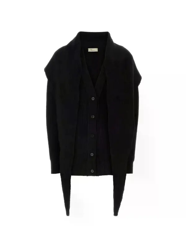 Blumarine Ribbed Knit Sailor Collar Cardigan