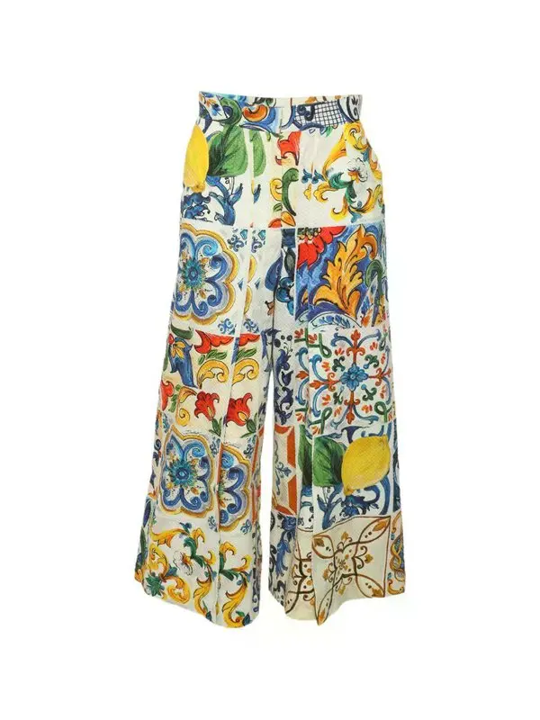 Dolce & Gabbana Printed Cropped Trousers - Neutrals