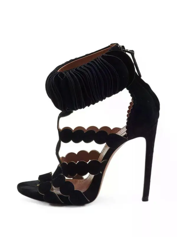 Alaïa Scalloped-strap Ruffled Sandals - Black