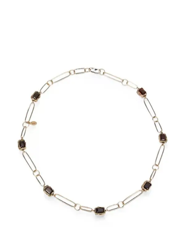 Max Mara Deco Chain Necklace With Gemstones - Gold
