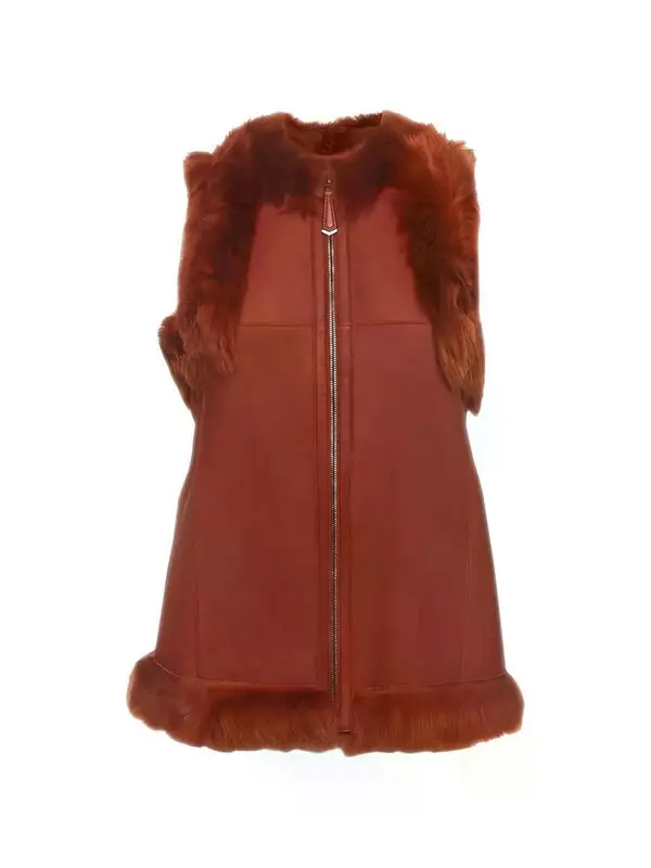Fendi Reversible Shearling Zip-up Vest