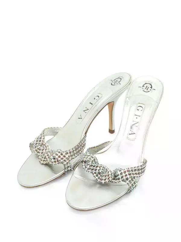 GINA Crystal-embellished Heeled Sandals - Silver