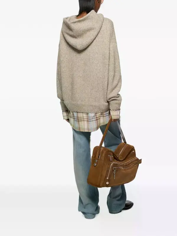 Acne Studios Layered Knit Hoodie With Embroidered Logo