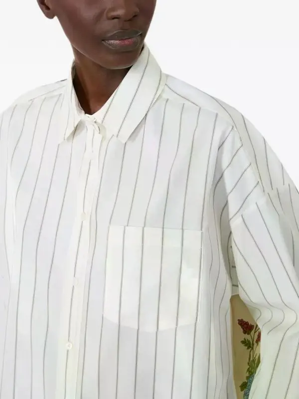Max Mara Striped Cotton Shirt With Floral Back Panel