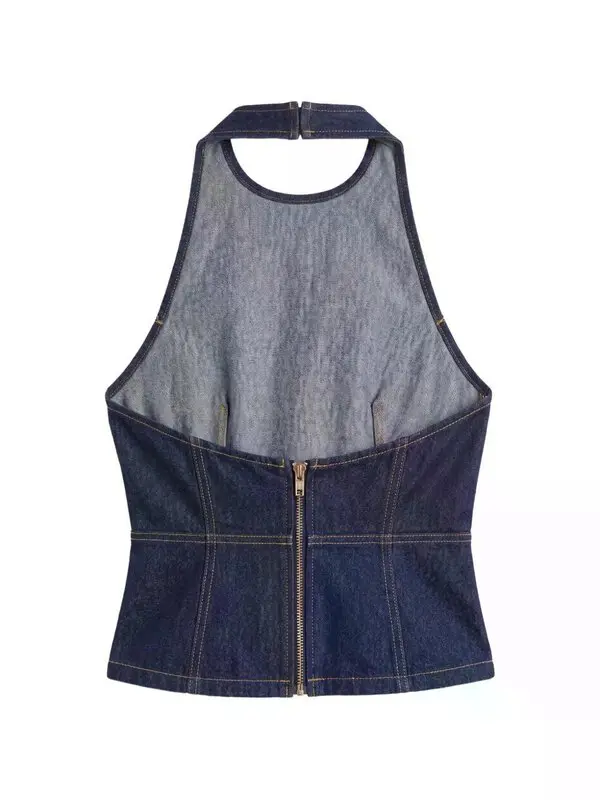 REFORMATION Alexie Denim Halter Top