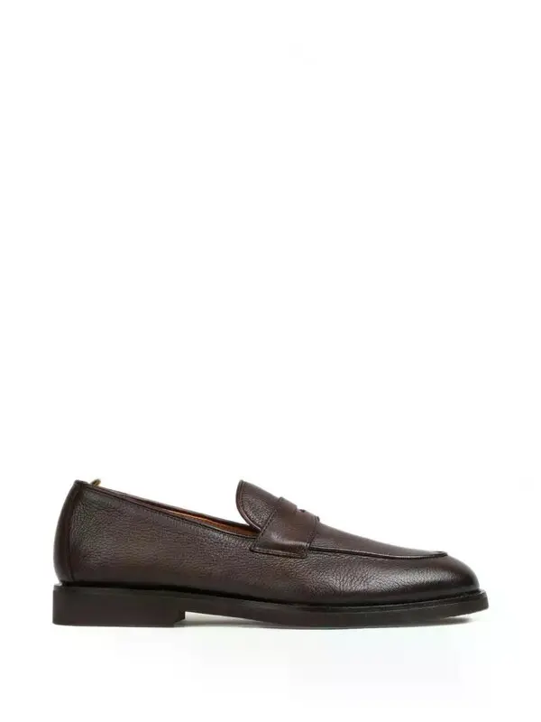 Officine Creative Grainy-leather Penny Loafers - Brown