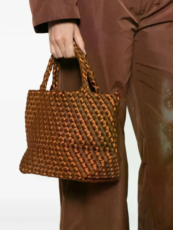 MARREA Woven Satin-stripe Shoulder Bag