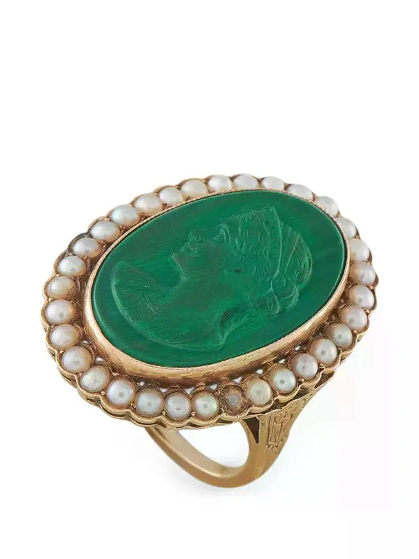 LB EXCLUSIVE Malachite And Pearl Ring - Gold