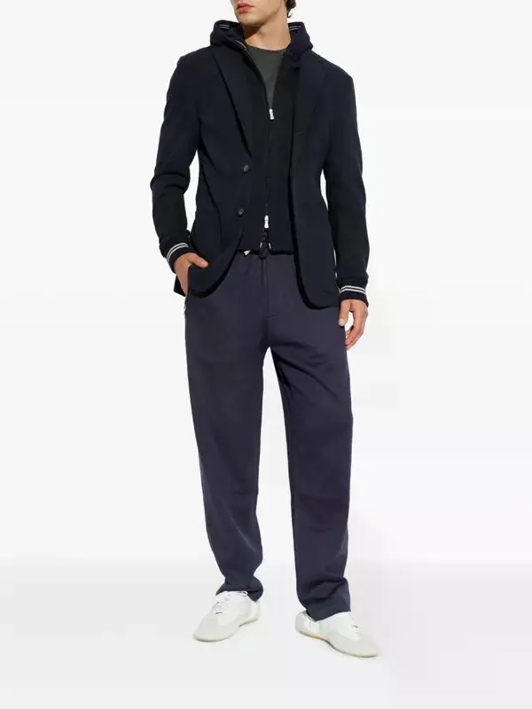 Eleventy Navy Hooded Layered Jacket