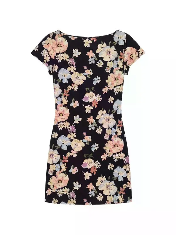 REFORMATION Jensen Floral-print Mini Dress - Black