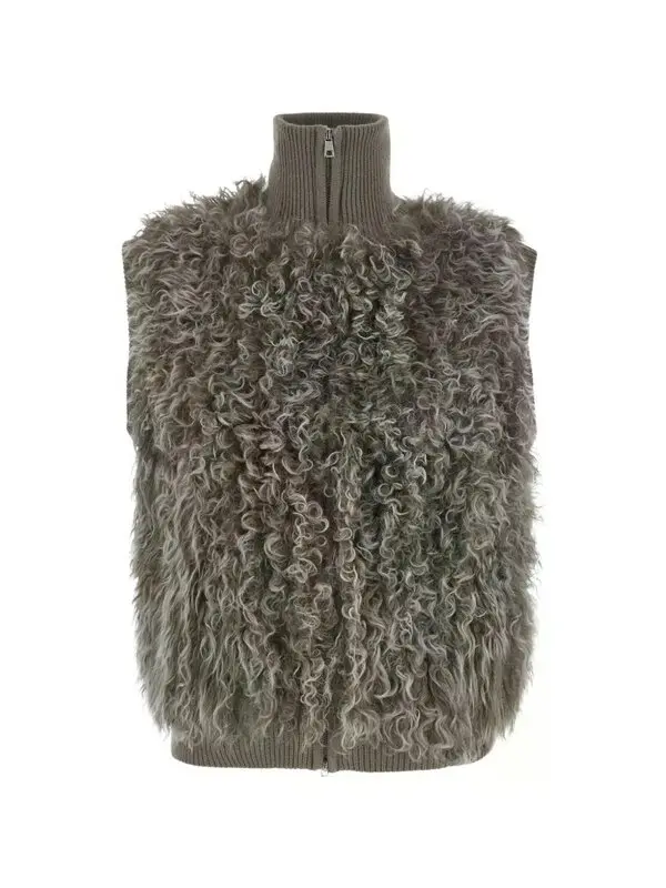 P.a.r.o.s.h Bouclé-texture Sleeveless Jacket - Grey