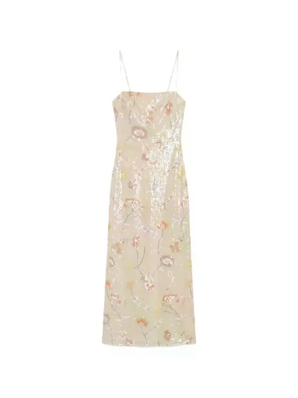 REFORMATION Frankie Sequin-embellished Floral-embroidered Maxi Dress - Neutrals