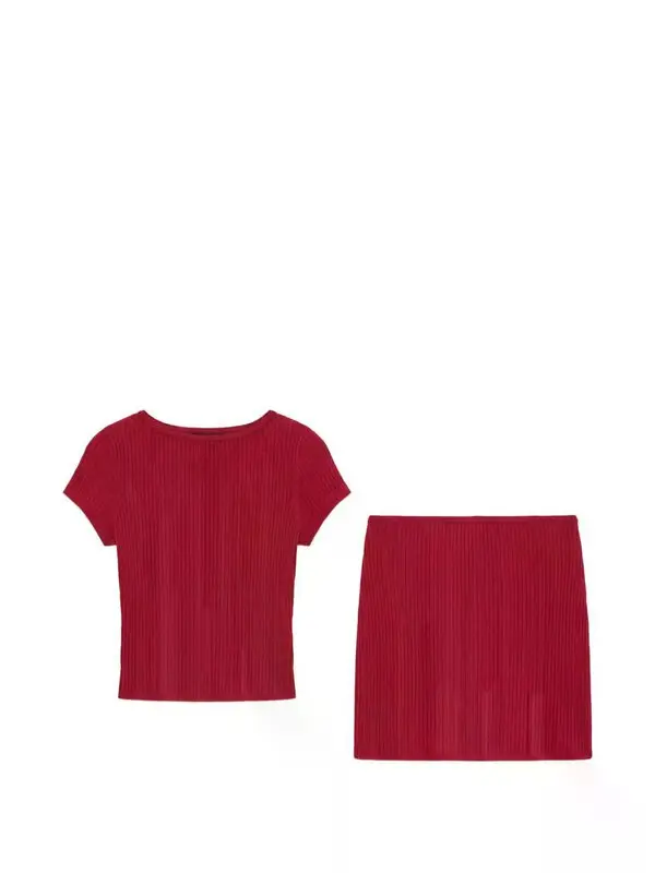 REFORMATION Layla Ribbed-knit Two-piece Set - Red