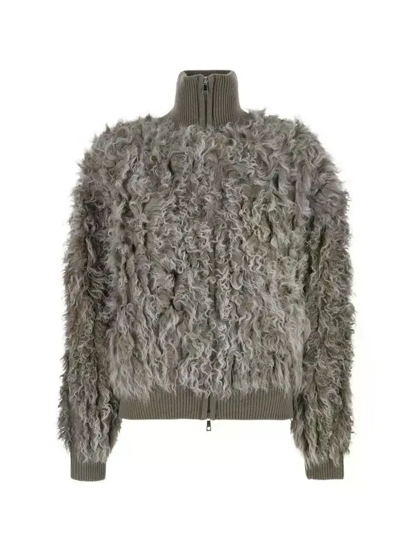 P.a.r.o.s.h Curly-knit Zip-up Jacket - Neutrals