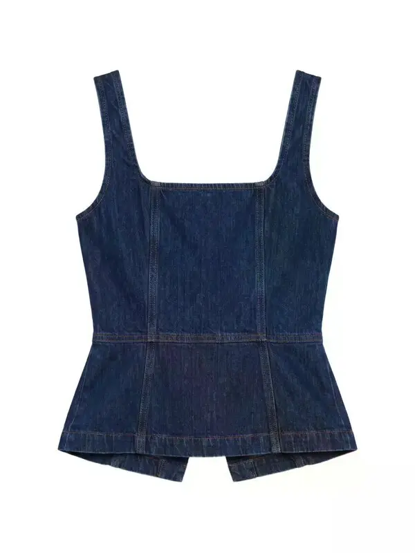 REFORMATION Tilly Square Neck Denim Top - Blue