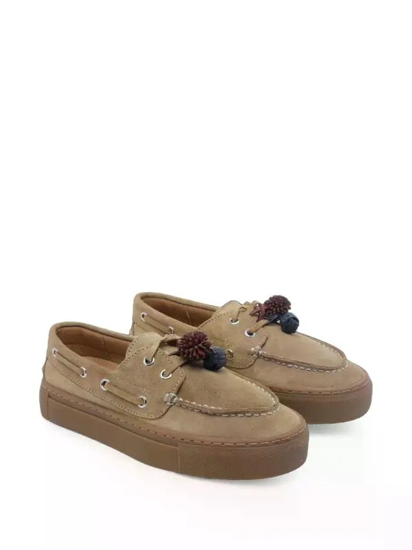 D.a.t.e. Suede Pompom Loafers - Neutrals
