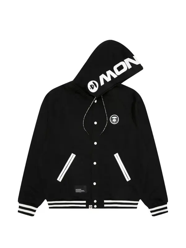 AAPE BY *A BATHING APE Logo-patch Button-up Hoodie - Black