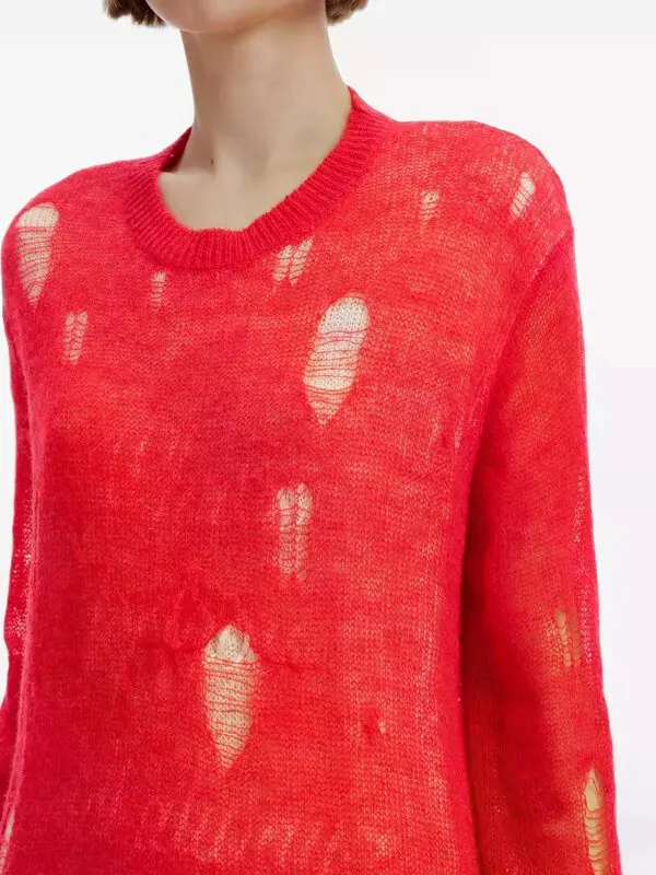 B+AB Distressed Semi-sheer Sweater
