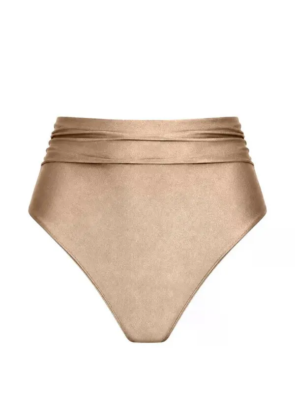 Simkhai Ruched High-waist Bikini Bottoms - Neutrals