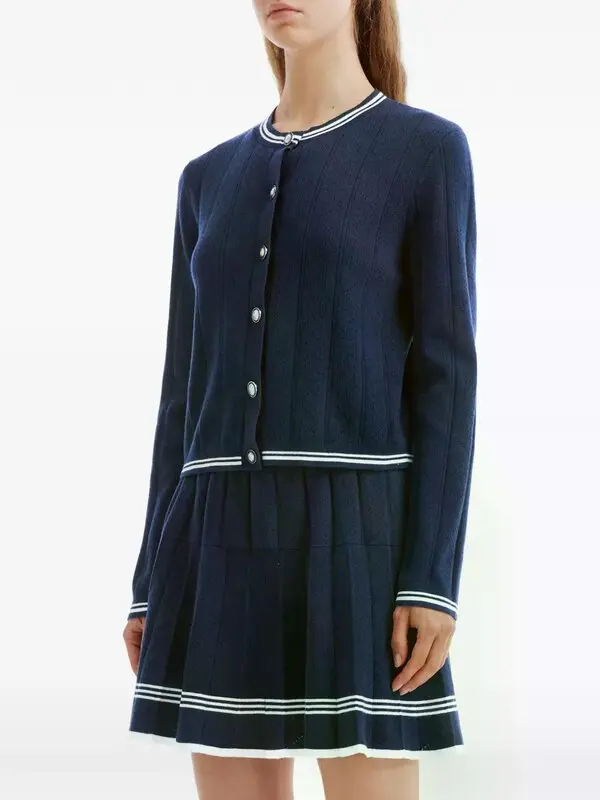 B+AB Striped-trim Pleated Skirt Set